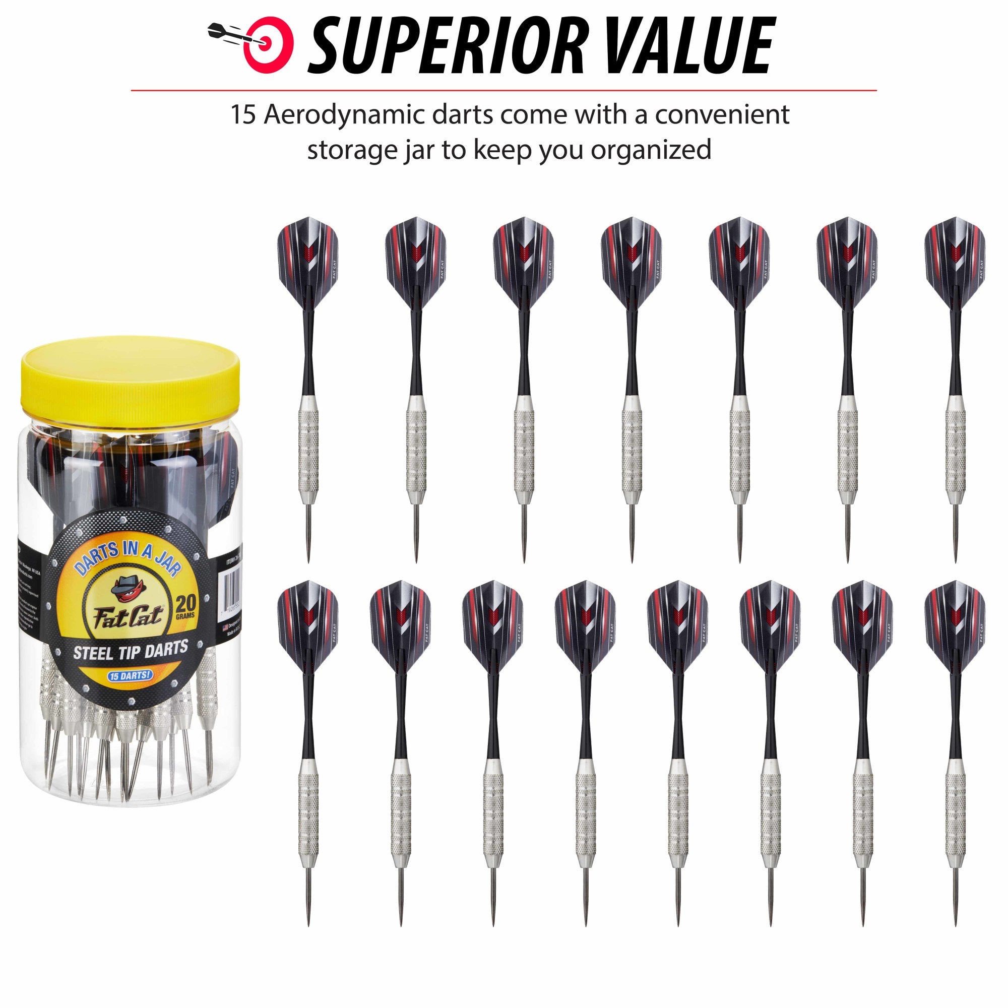 Fat Cat 15 Darts in a Jar Steel Tip 20 Grams – HomeFitPlay